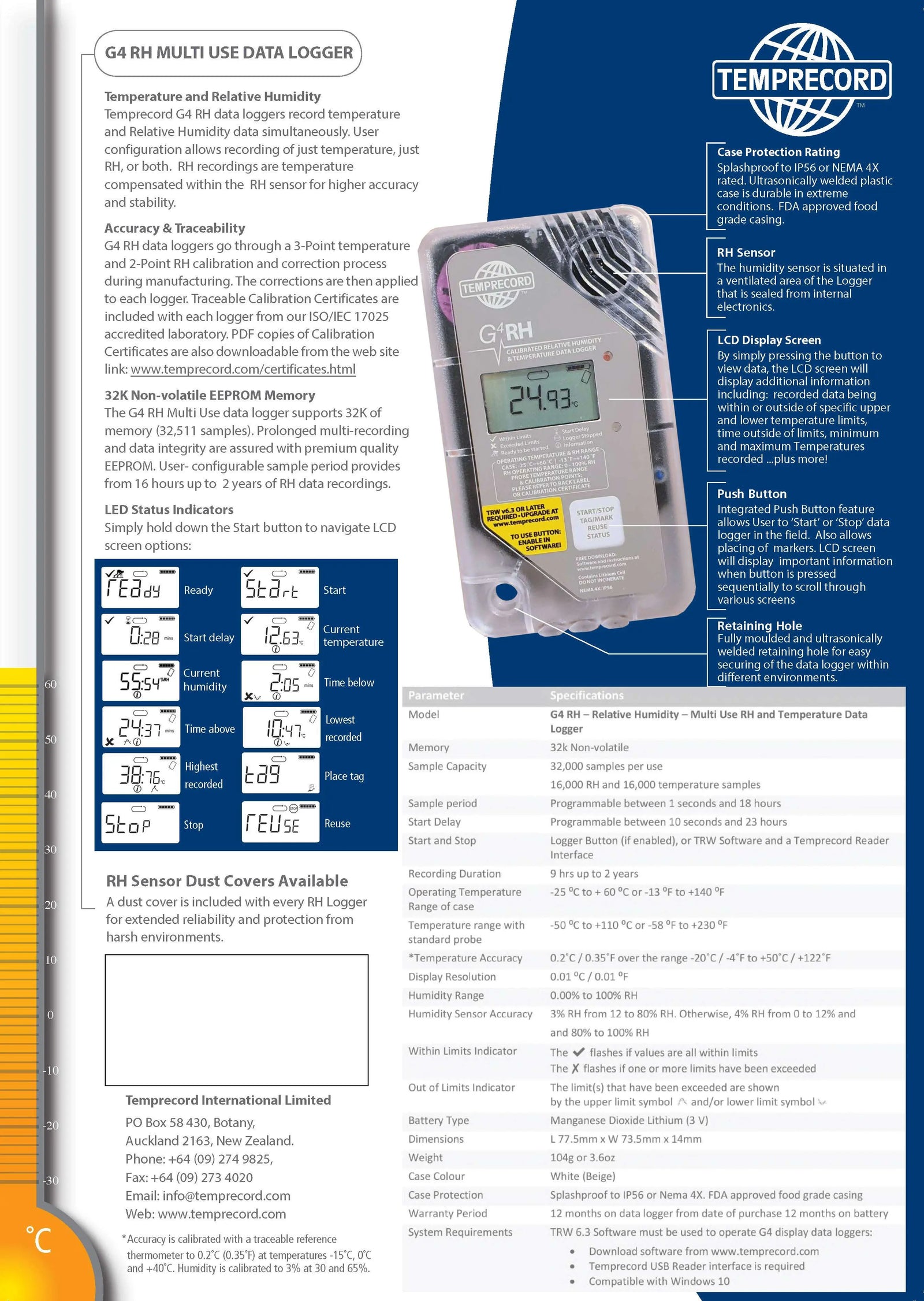 G4 RH data logger - Temprecord - Saving product life and integrity